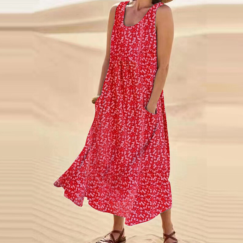 Ladies Summer Beach Sundress Sleeveless Long Maxi Dress Women Party