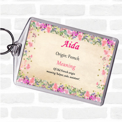 Aida Name Meaning Bag Tag Keychain Keyring Floral | eBay UK