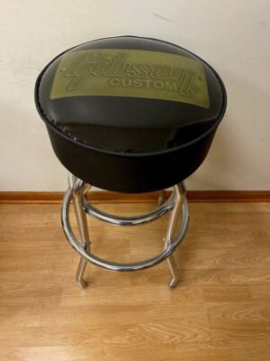 Gibson Custom Guitar Bar Shop Counter Stool Swivel Chrome Legs Rare | eBay
