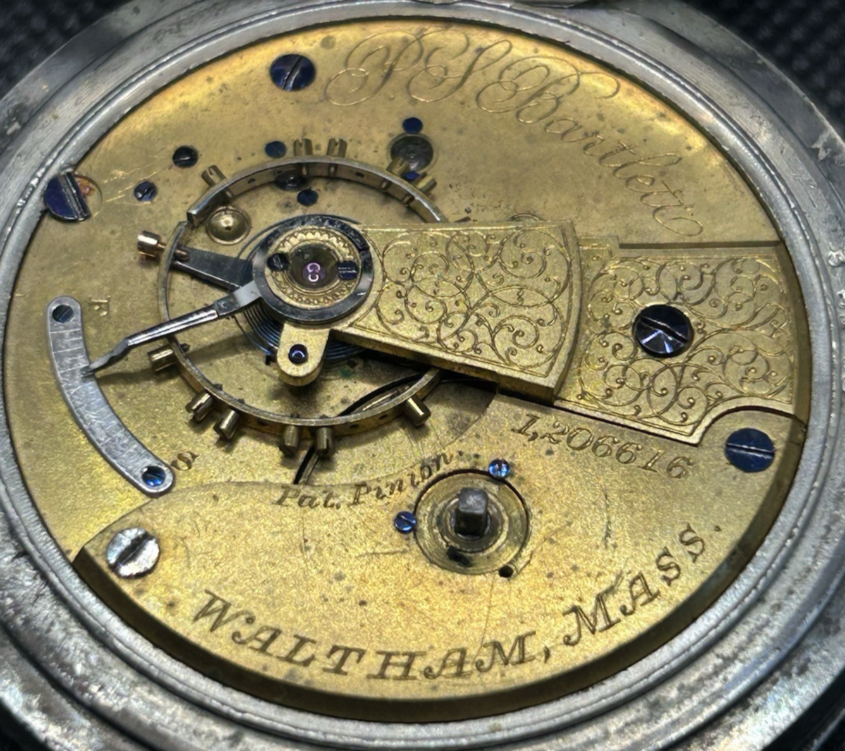 VINTAGE 1879 WALTHAM AWW Co. P. S. BARTLETT 18s 11 JEWEL KW / KS POCKET ...