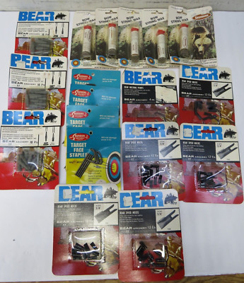 Lot of 18 NOS Archery Parts Bear Saunders Nocks and Points Arrow Points ...