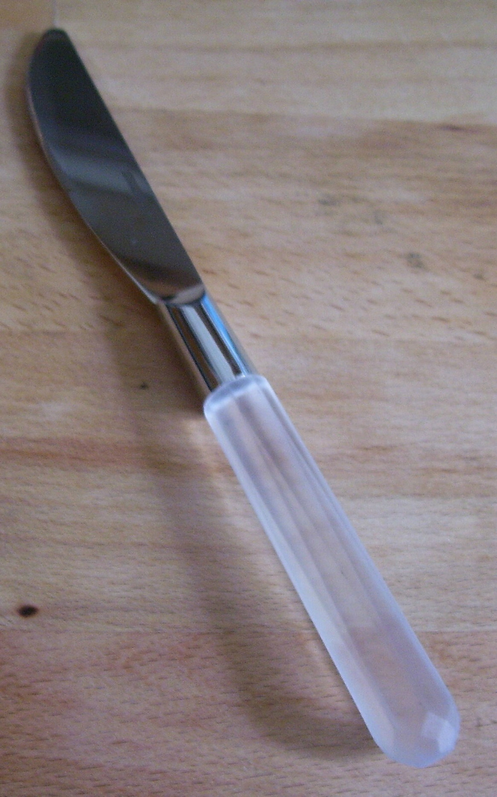 1 Lucite Dinner Knife Stainless Clear White Handle | eBay