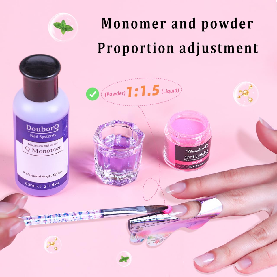 Acrylic Nail Art Kit-Nail Art Manicure Set Acrylic Powder Brush Glitter ...