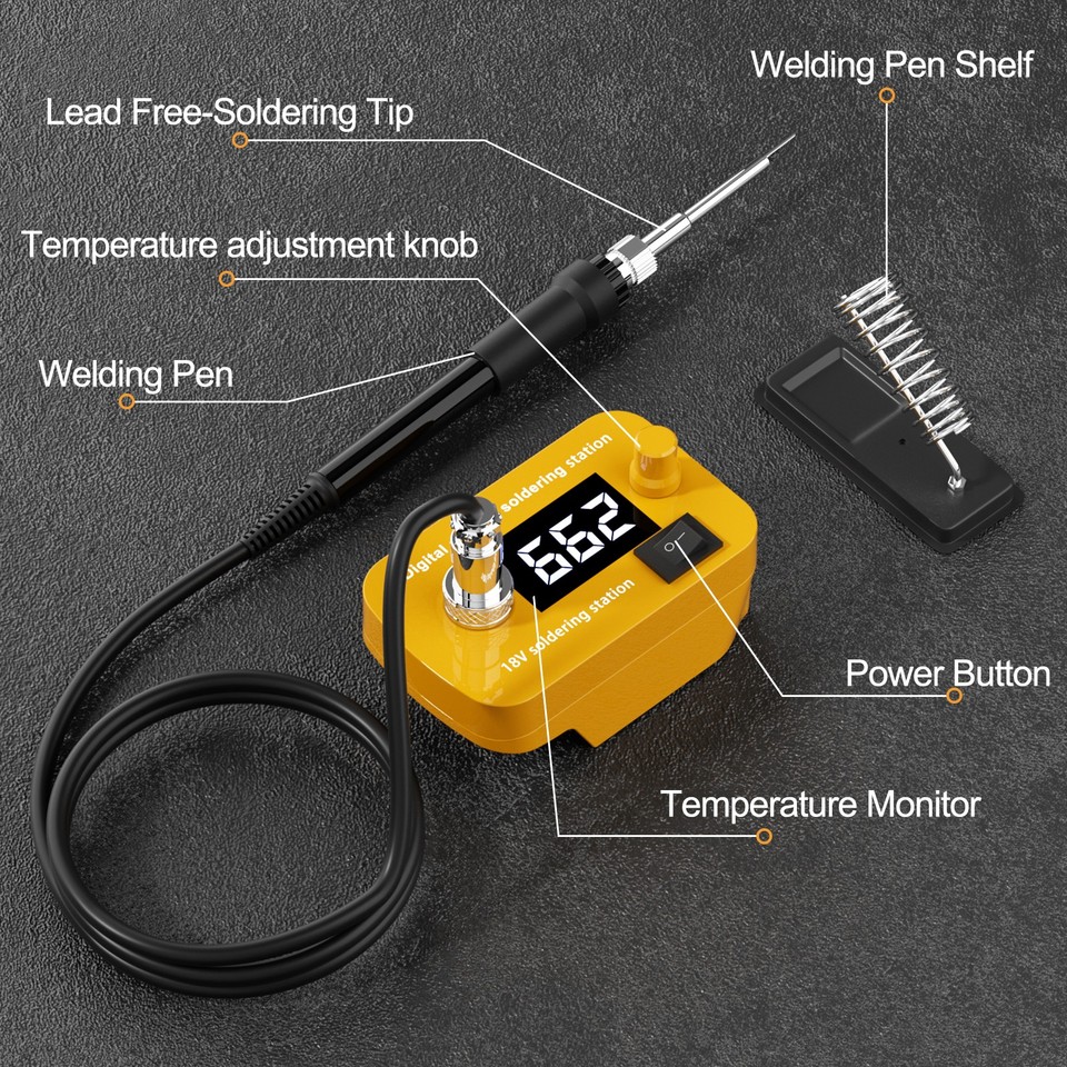 Cordless Soldering Iron for Dewalt 20V Battery Quick Preheat Soldering ...