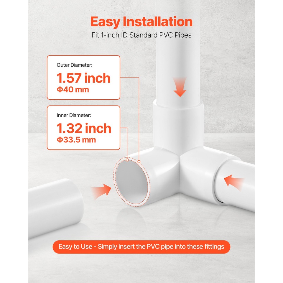 Uimoso 3-Way PVC Fittings 10-Pack PVC Pipe Joints Elbow Connector for 1 ...