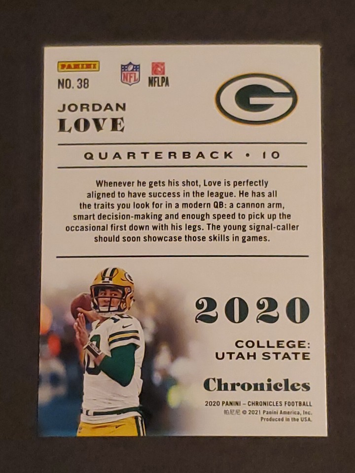 Jordan Love 2020 Panini Chronicles Rookie RC #38 Green Bay Packers | eBay