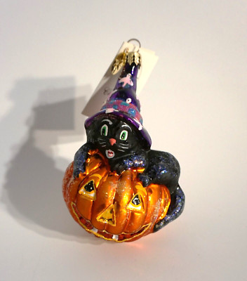 Christopher Radko Cat For A Hat 01-0569-0 Halloween Black Cat Ornament ...