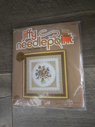 Vtg Sunset Design Jiffy Needlepoint Lace Nosegay Tan Needlepoint Kit 5 ...