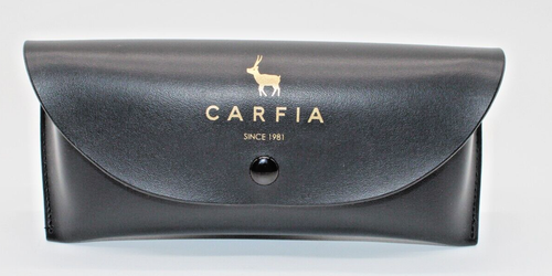 Designer CARFIA Black Leather Sunglasses Eyeglasses Case, Snap Closure ...