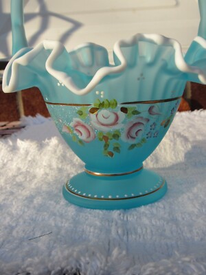 Fenton 2002 Charleton Collection Satin Blue Basket | eBay