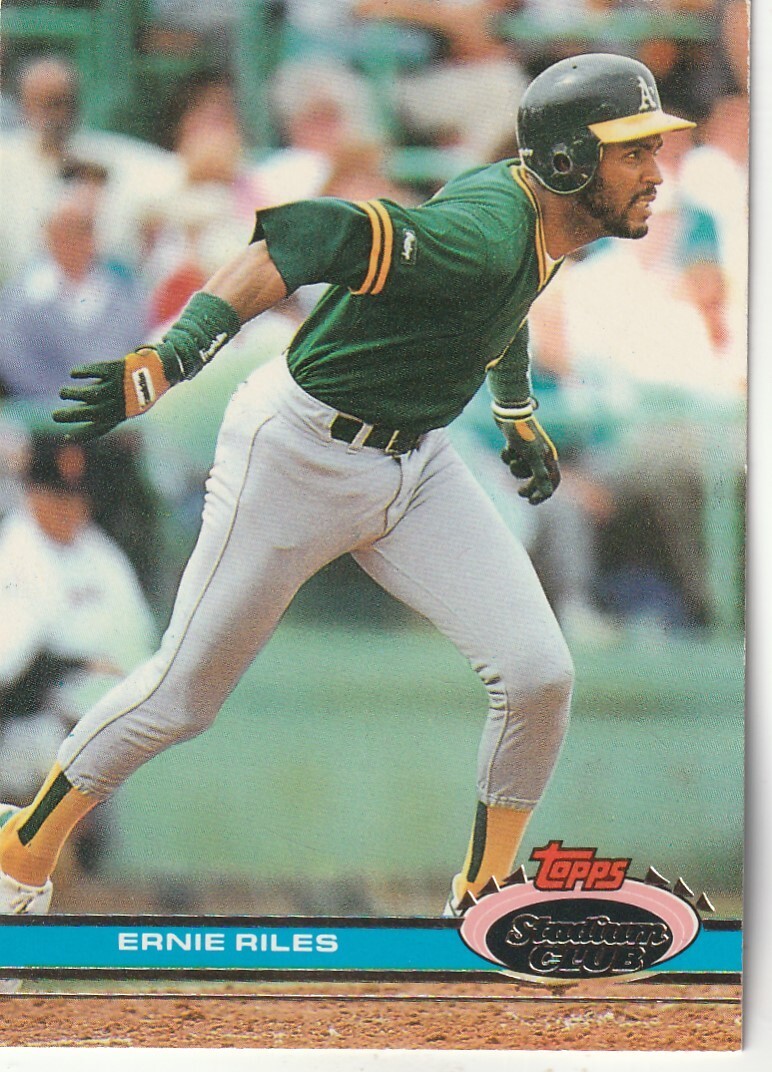 FREE SHIPPING-MINT-1991 Stadium Club Ernie Riles Oakland Athletics #432 ...