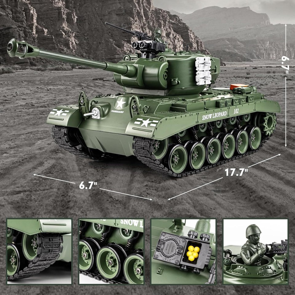 1:18 RC Tank US M26 Pershing Remote Control Model Toys Vehicle Army ...