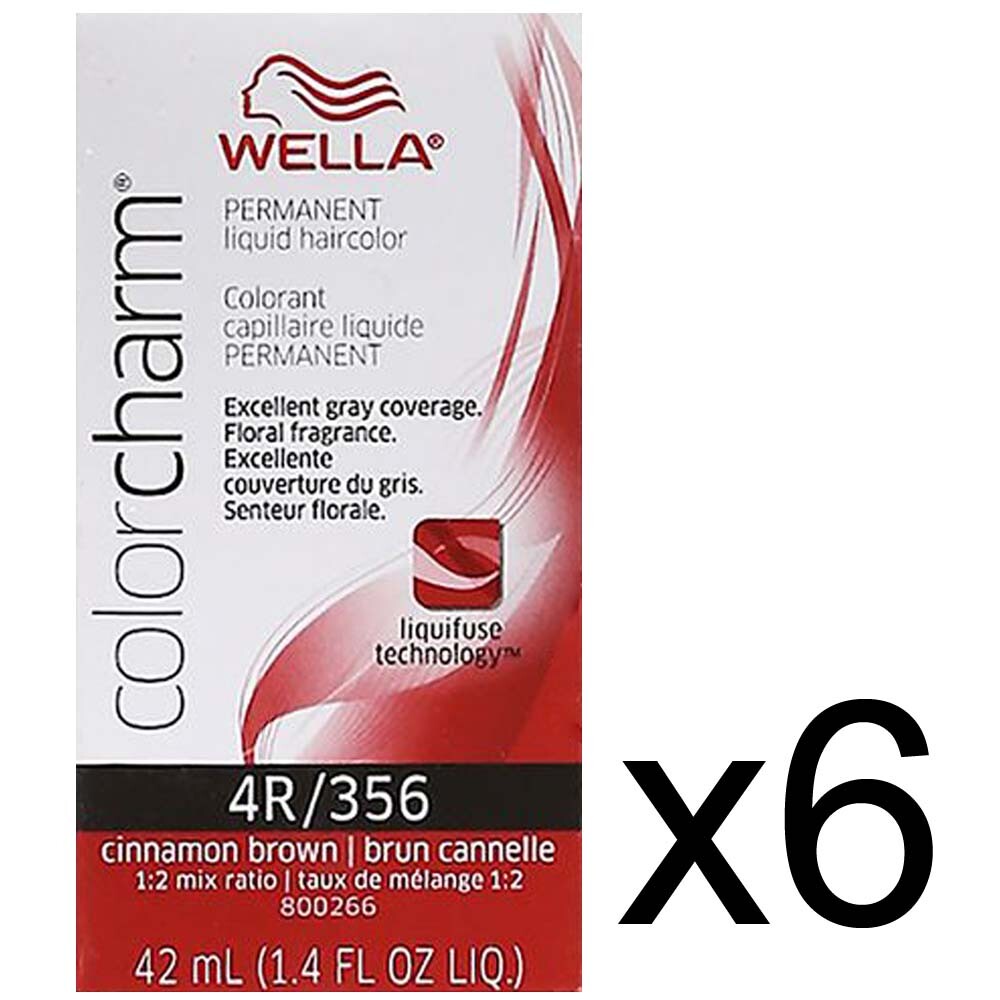 SALON WELLA COLOR CHARM PERMANENT DYE LIQUID 4R/356 CINNAMON BROWN PACK ...