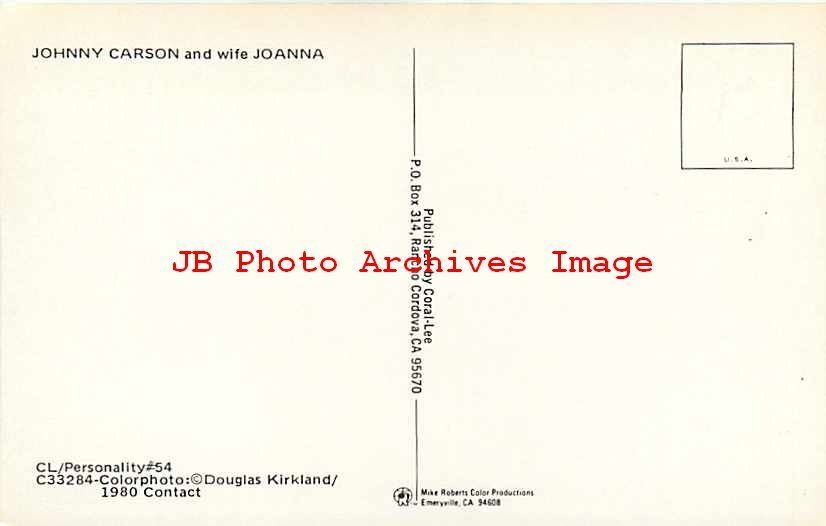 Johnny Carson & Wife Joanna, Cora-Lee No 54 | eBay