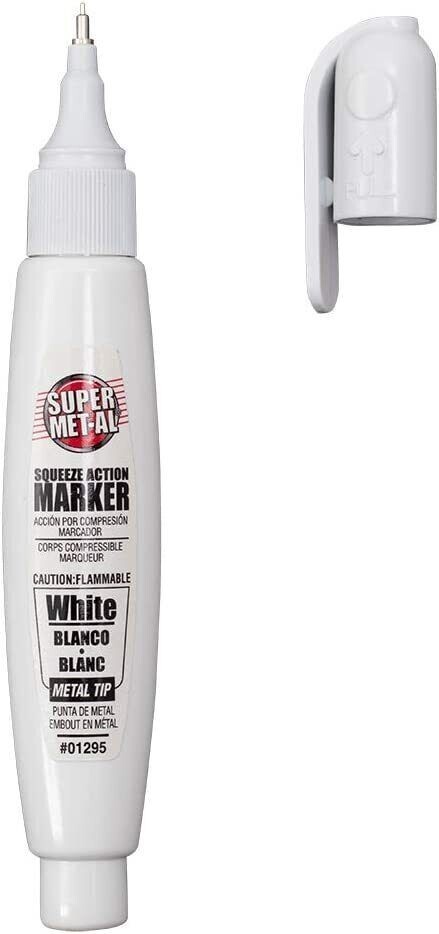 SUPER MET-AL #1295 SQUEEZE ACTION METAL TIP WHITE PAINT MARKER | eBay