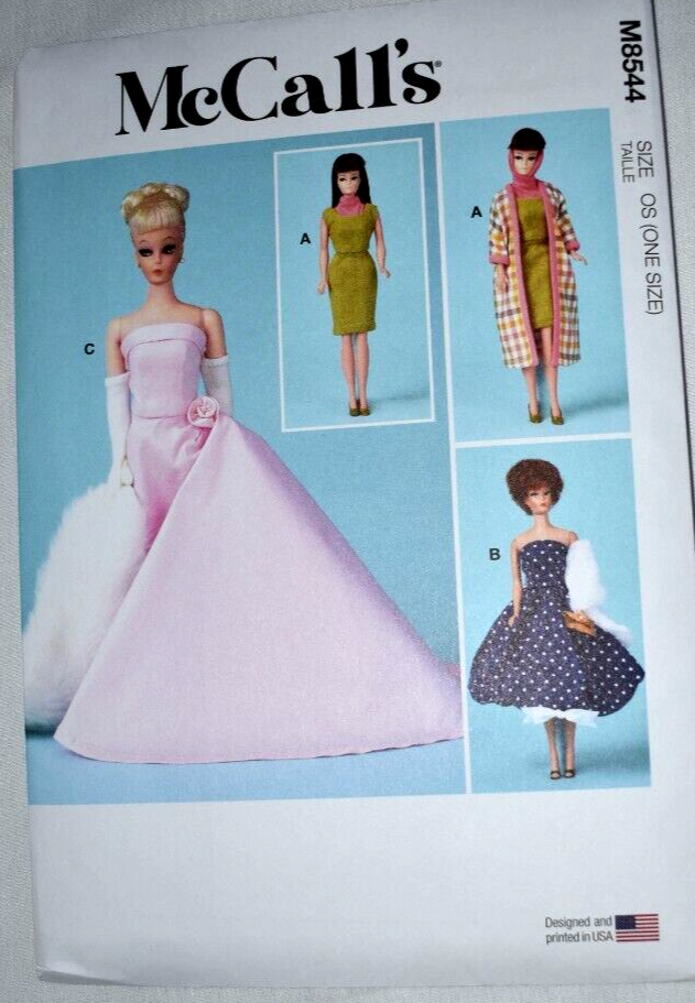 MCCALLS PATTERN 8544 DOLL CLOTHES DRESSES 11 1/2" BARBIE FASHION DOLL ...