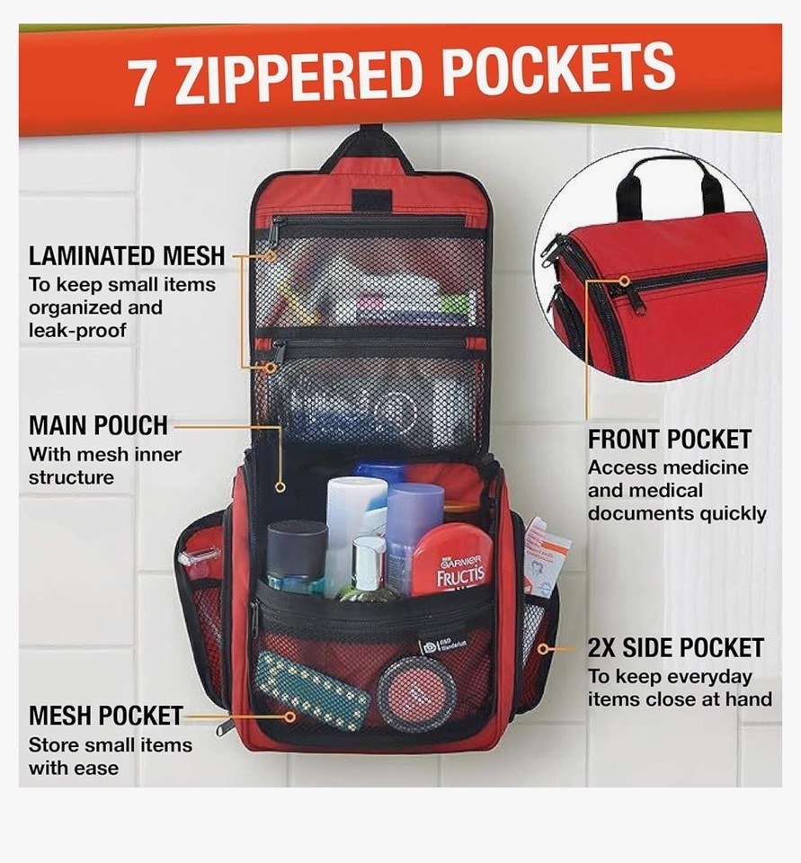 D&D Hanging Travel Toiletry Bag for Men and Women – Large Cosmetics ...