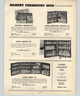1952 PAPER AD Gilbert Chemistry Sets Tool Chests | eBay