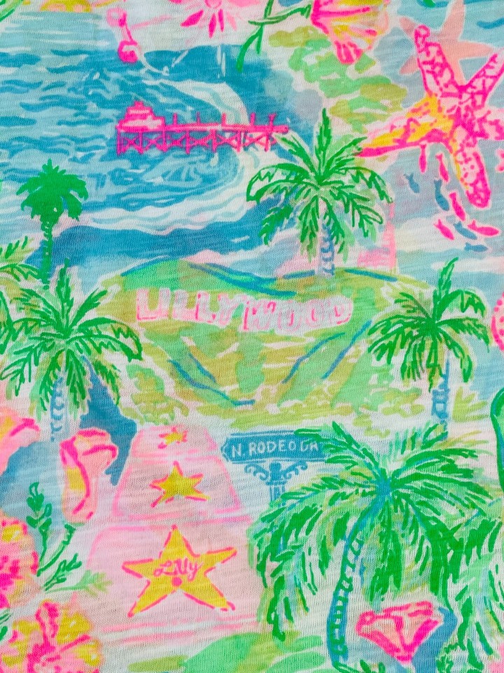 Lilly Pulitzer Slub Cotton Fabric Print Multi Lilly Loves California 36 ...