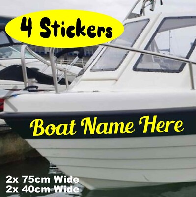 4 X Custom Personalised Boat Name Decals Stickers Graphics 2x 75cm 2 x ...