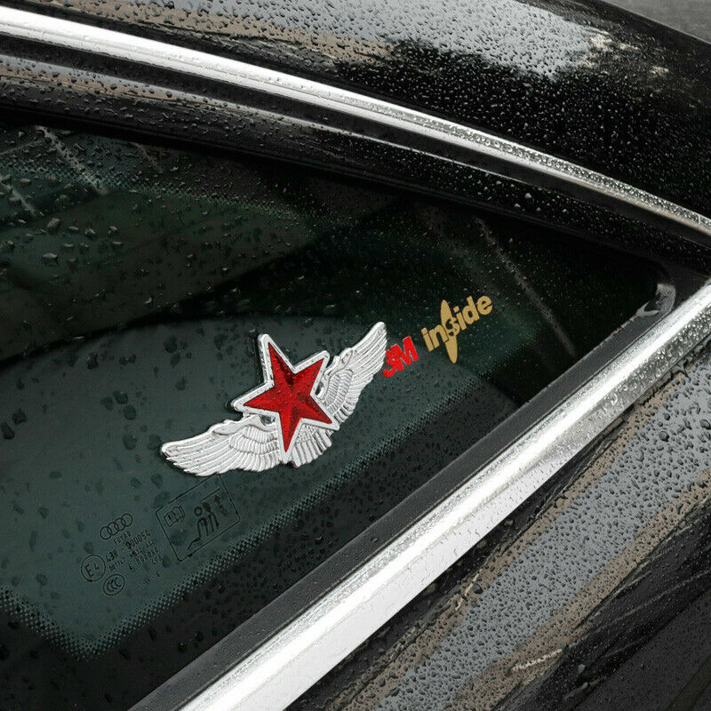 Red Star Wings Chrome Badge Sticker Hood 3D Metal Window Styling Car ...