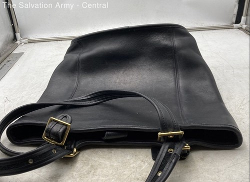 Coach Womens Black Leather Adjustable Strap Inner Pockets Double Handle ...