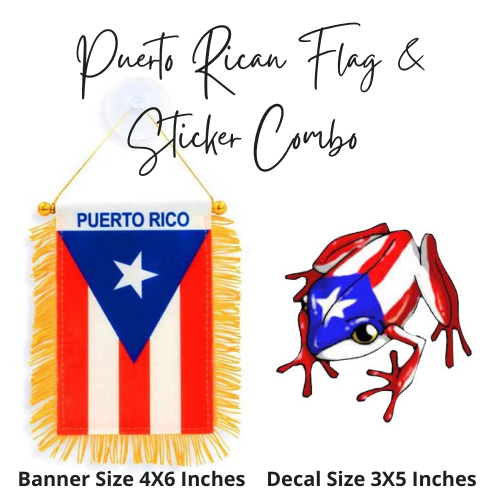 PUERTO RICO MINI BANNER FLAG & STICKER COMBO | eBay