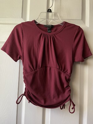 maroon lace up string top | eBay