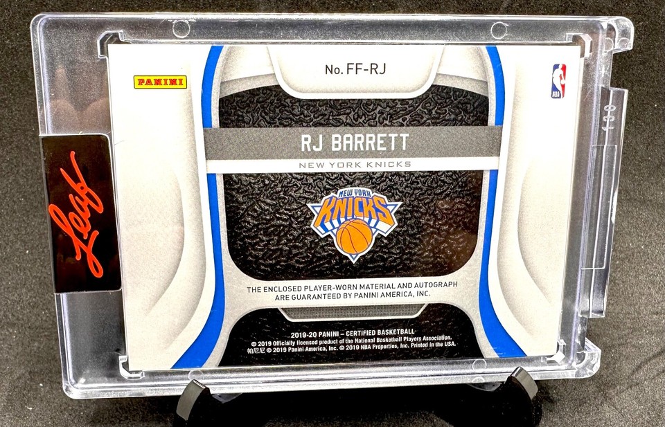 2019-20 Panini Certified RJ Barrett Freshman Fabric Autograph Card LEAF ...