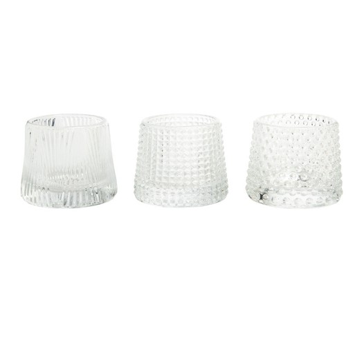 SANDRA RICH, GLAS - TEELICHT Set "STRUCTURE" 3 Gläser 8cm. KLAR ...