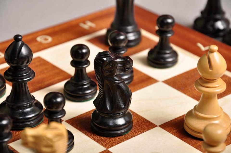 The Library Grandmaster Chess Set, Box & Board Combination - Ebonized ...