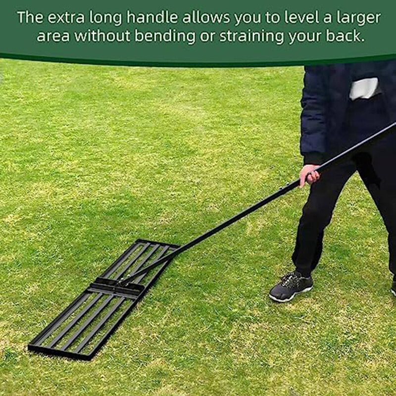 Lawn Leveller Rake 45x25cm Levelling Lute Gardening Tool 1.8M Adjust ...