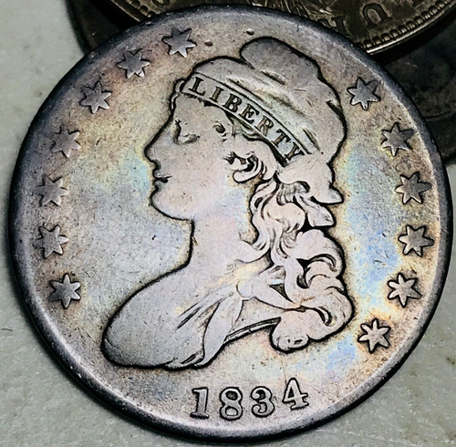 1834 Capped Bust Half Dollar 50C Small Date Ungraded 90% Silver US Coin ...