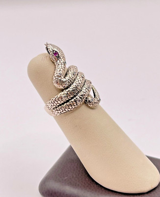 Sterling Silver Serpent C2 P Syn Ruby Ring | eBay