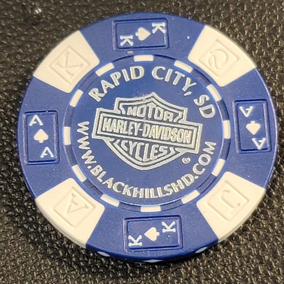 BLACK HILLS HD~ SOUTH DAKOTA (Blue AKQJ) Harley Davidson Poker Chip | eBay