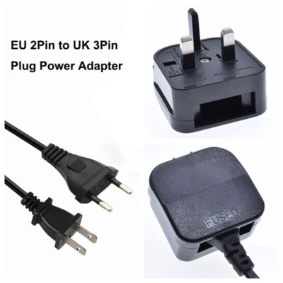 EU Euro 2 Pin to UK 3 Pin Plug AC Universal Adapter Travel Converter ...