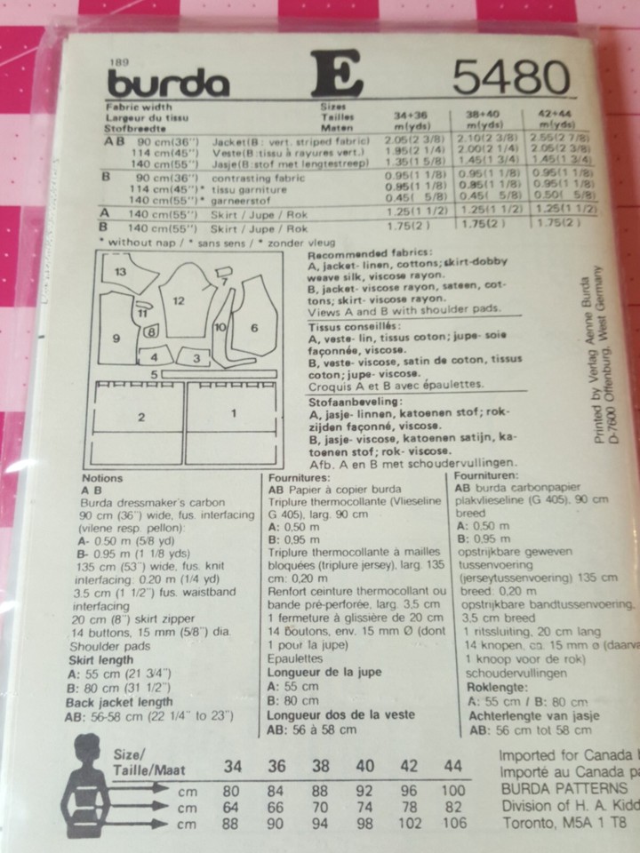 Burda 5480 Pattern Full On Peated Skirt Jacket Sizes 8 10 12 14 16 18 ...