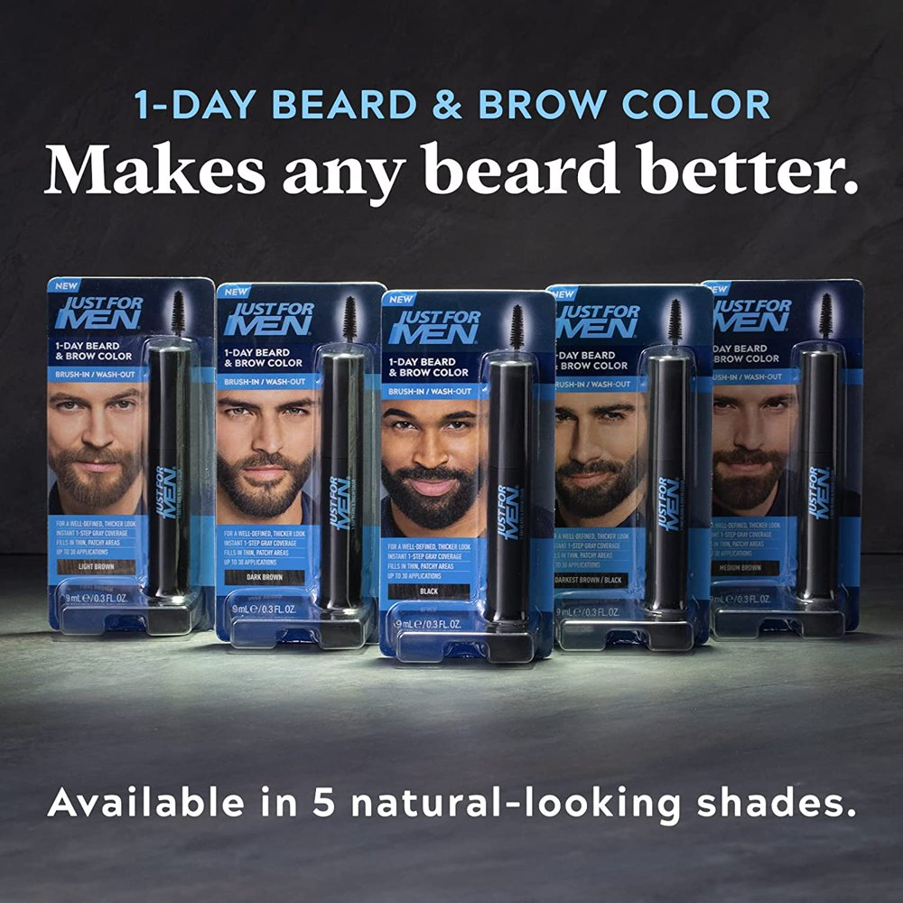 Just for Men 1-Day Beard & Brow Color, Temporary Dye for Beard and ...