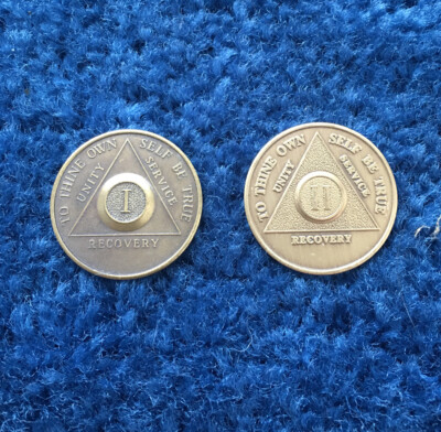 Two Recovery Coins Tokens Year 1&2 To Thine Own Self Be True W ...