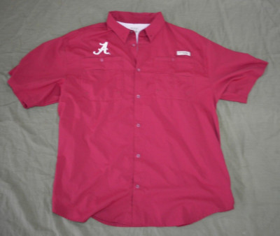 Columbia PFG Short Sleeve Shirt XL TG Crimson Tide Alabama Logo Men's ...