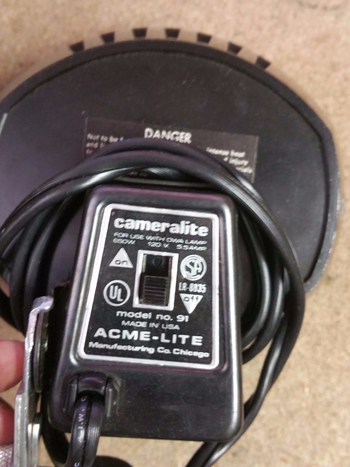 650W 120V GE ACME-LITE CAMERALITE Top Mount Light Super 8 Cameras Model ...