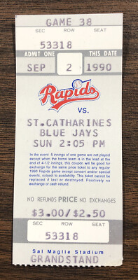1990 NYPL Niagara Falls Rapids Ticket vs St Catharines Blue Jays Sal ...