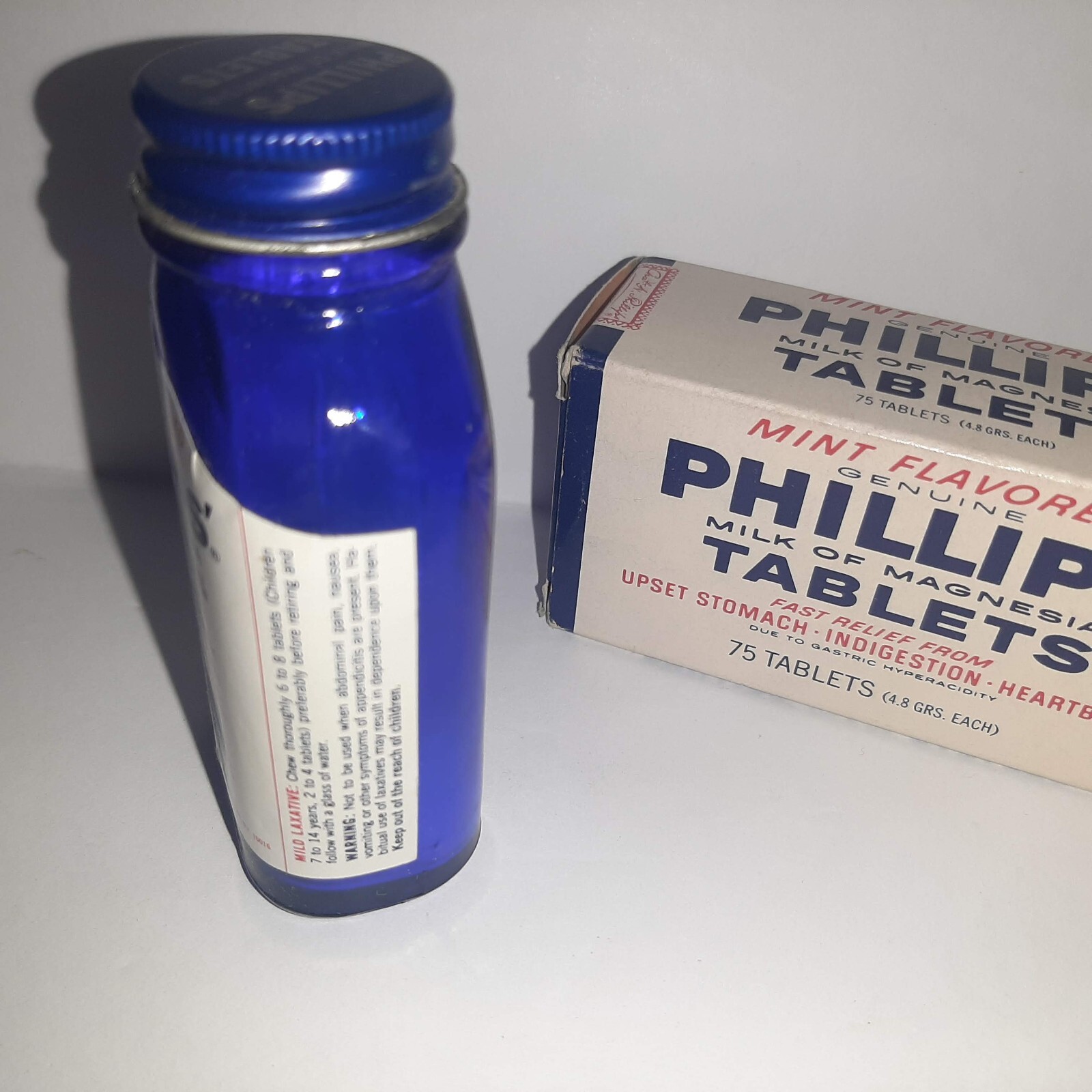 Vintage Phillips Milk Of Magnesia Tablets Glass Bottle Cobalt Blue In ...