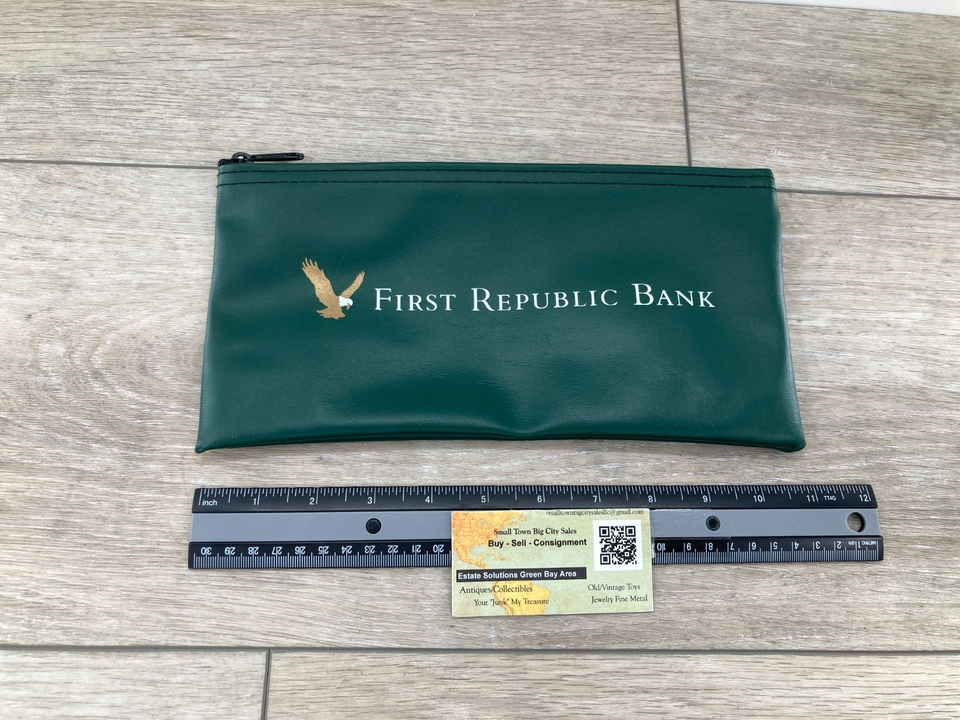 Vintage Defunct First Republic Bank Deposit Bag Gold Eagle Green Cash ...