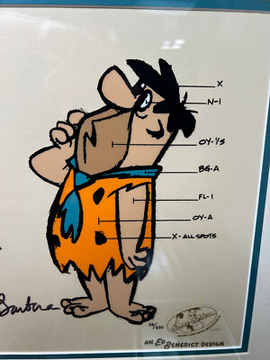 Flintstones Cel Ed's Model Sheet Fred 3x Signed Hanna Barbera Ed ...