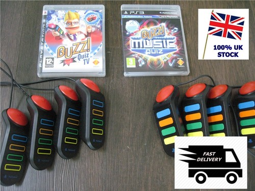 PS3 Buzz GAME + 4x Wired Buzz Buzzers - Sony Playstation 3 - QUIZ GAMES ...
