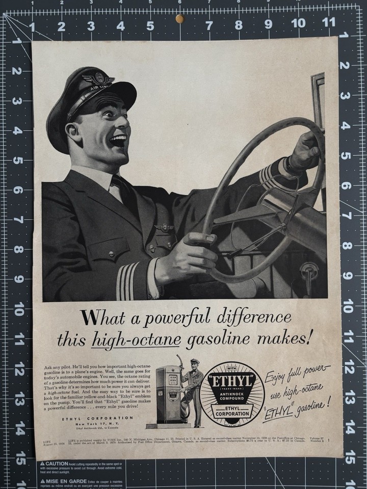 1954 Ethyl Corporation Original Vintage Advertisement Gasoline Gas Oil ...