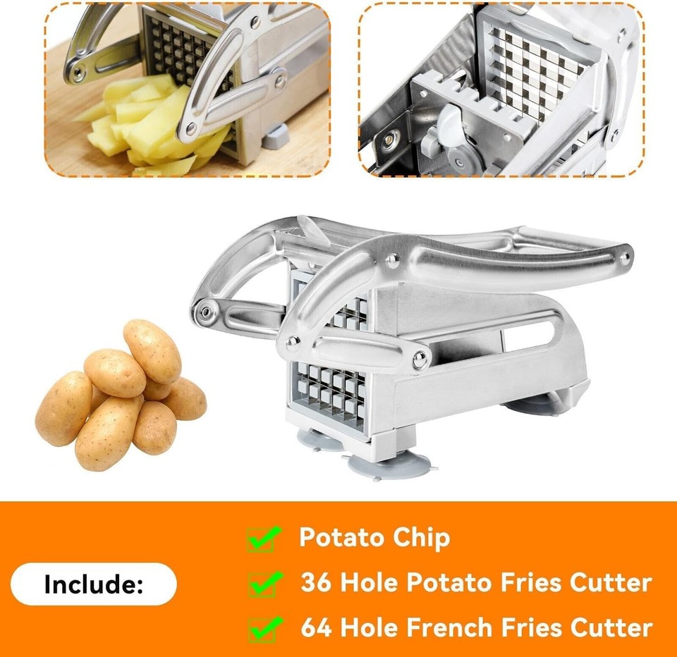 Potato Chip French Fries Cutter Stainless Steel Slicer Chipper Chopper ...