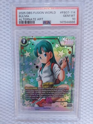 2025 dbs fusion world bulma fb07-114 alt art card graded psa gem mt 10 ...
