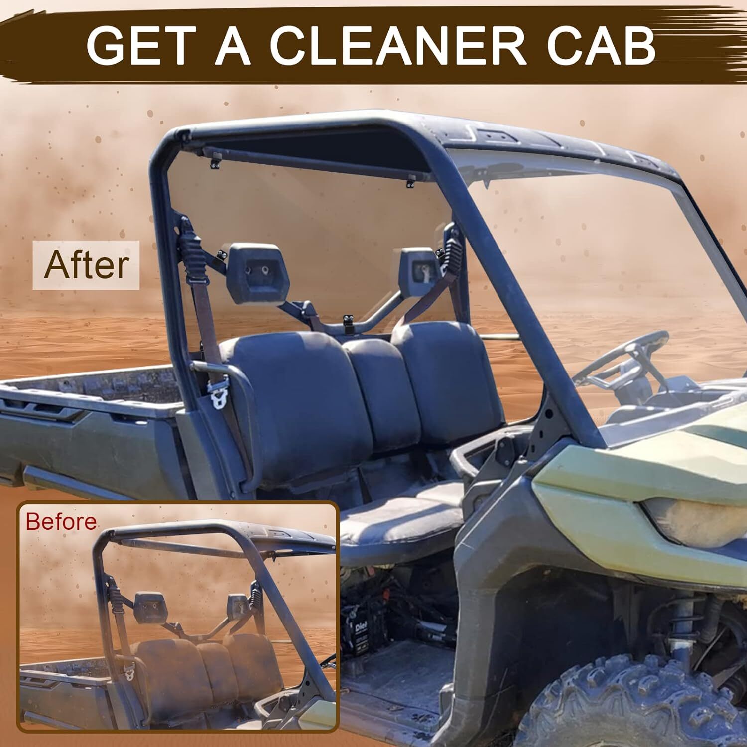 Full Tint Back Window Rear Window for Can-Am Defender 16-23 HD5 HD8 ...